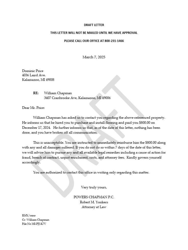 Draft Letter | PDF