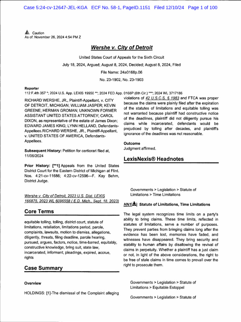 CORRECTED UPDATED RESPONSE To 2 MOTION To Dismiss Filed by Derrick Lee ...