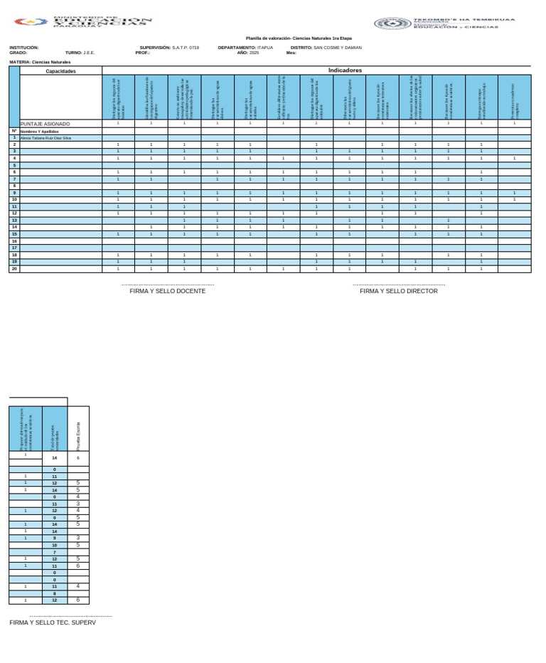 Modelo de Planillas Jee Por Materia | PDF | Ecología | Ecología de sistemas