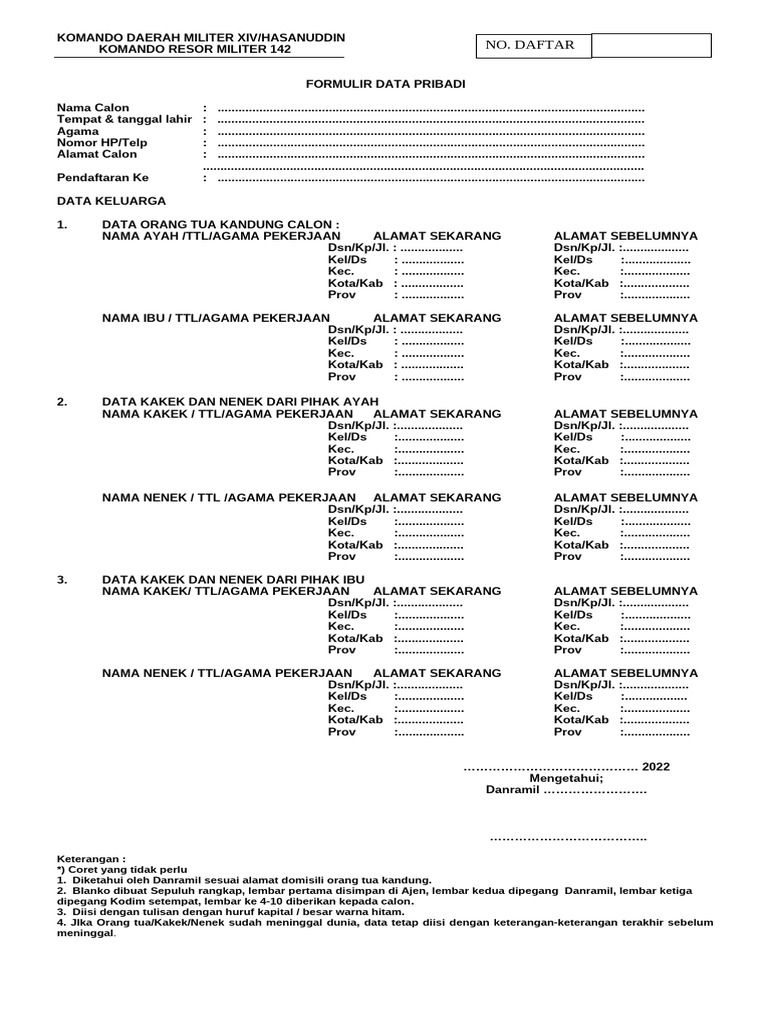 Formulir Data Pribadi | PDF