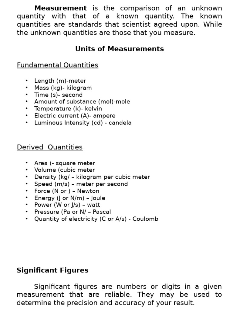 Lesson 1 Measurements | PDF | Significant Figures | Numbers