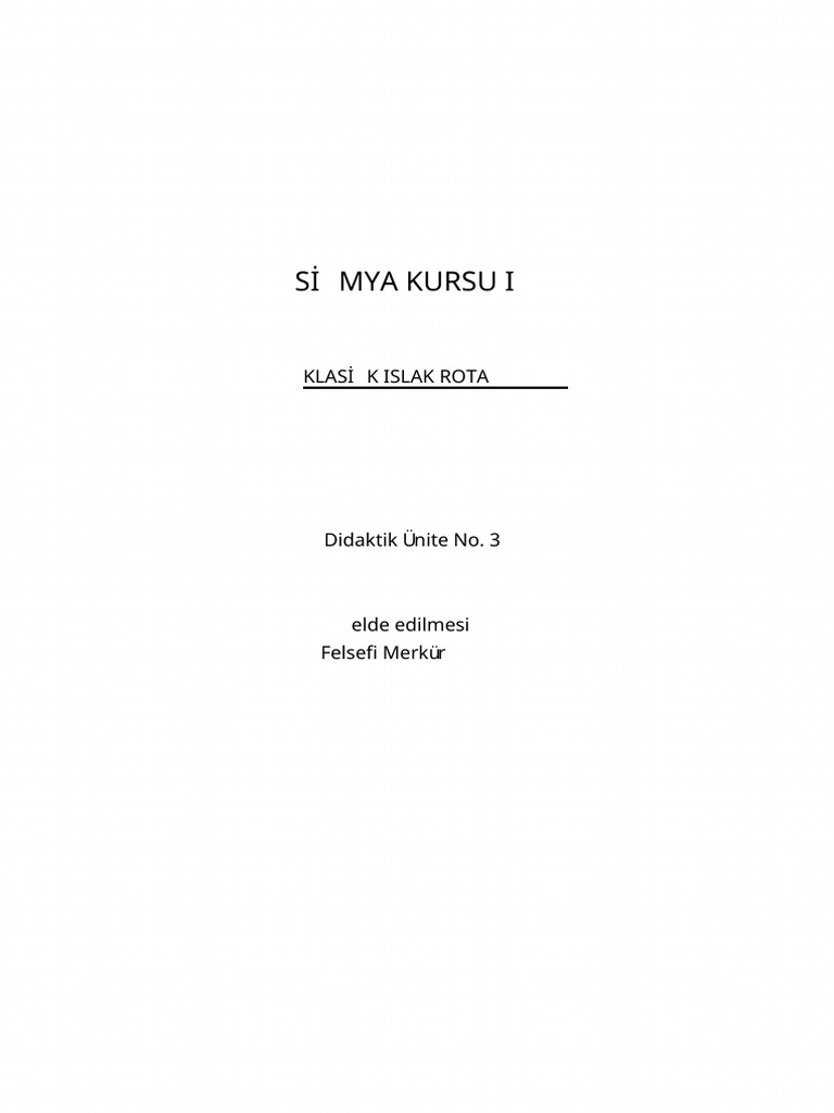 Simya Kursu 3 Klasik Islak | PDF