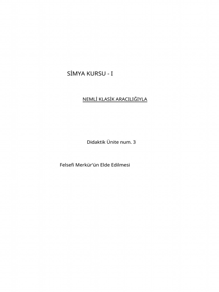 Simya Kursu 3 - Nemli Klasik | PDF