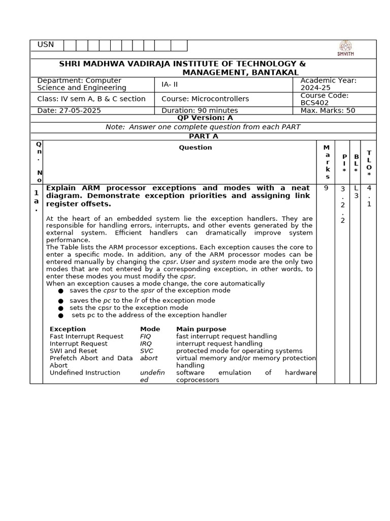 BCS402 IA2 (Version A) Scheme 24-25 | PDF | Central Processing Unit ...