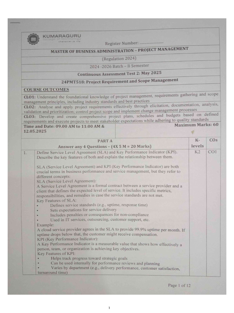 PRSM CAT-2 Answer Key | PDF