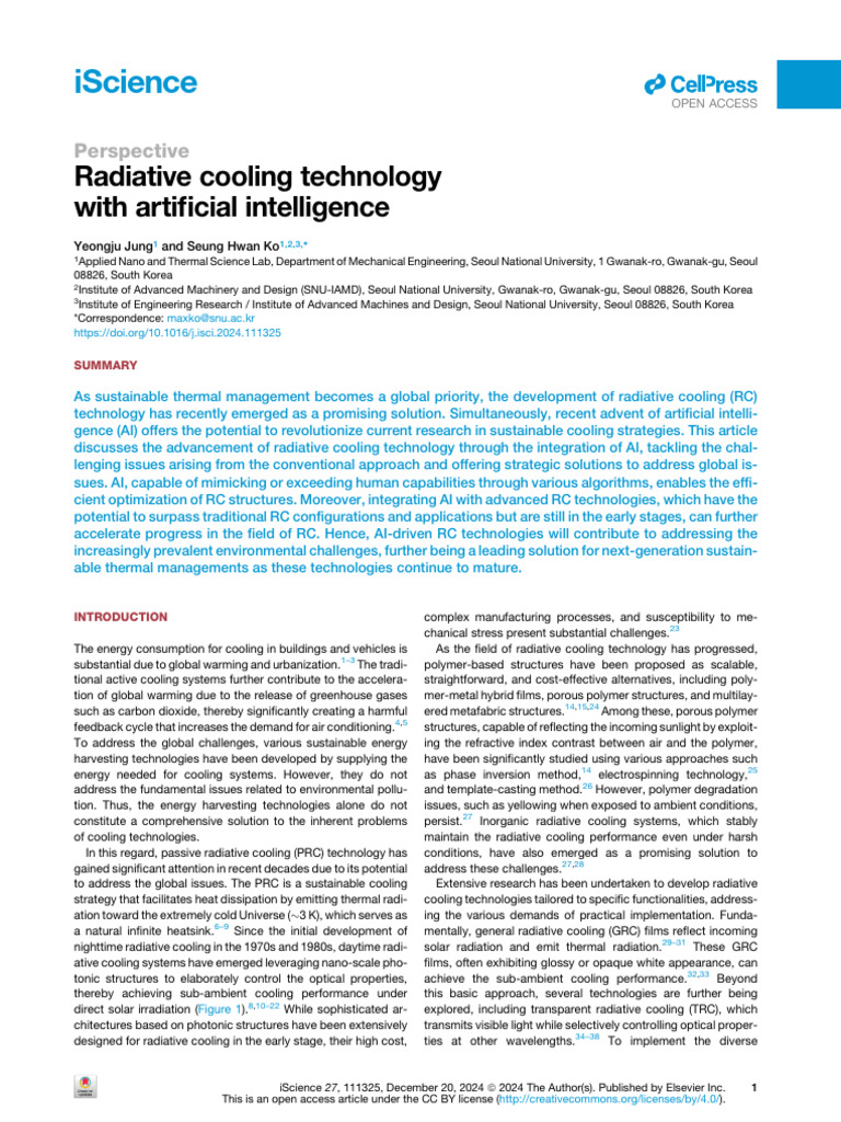 Radiative Cooling Tecnolocgy Ia | PDF | Infrared | Machine Learning