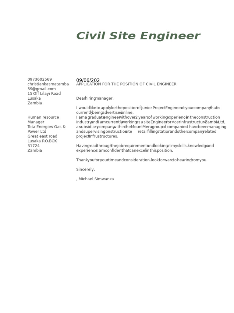 Civil Site Engineer | PDF