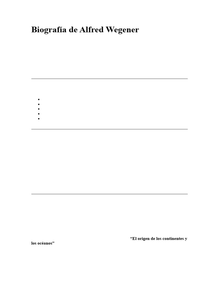 Biografía de Alfred Wegener | PDF | Ciencias de la Tierra | Ciencias fisicas