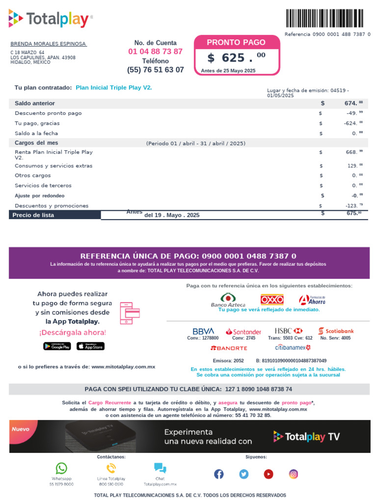 Recibo IZZI Editable | PDF | Telecomunicaciones | Industrias de servicio
