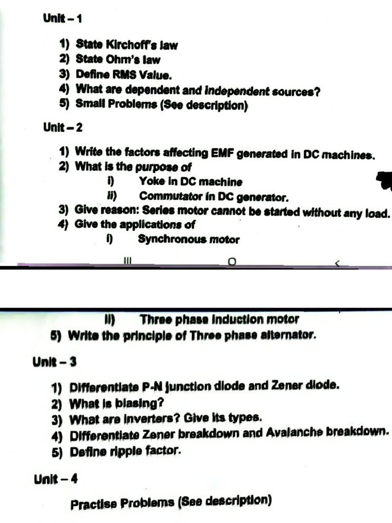 BEEE Important Questions | PDF