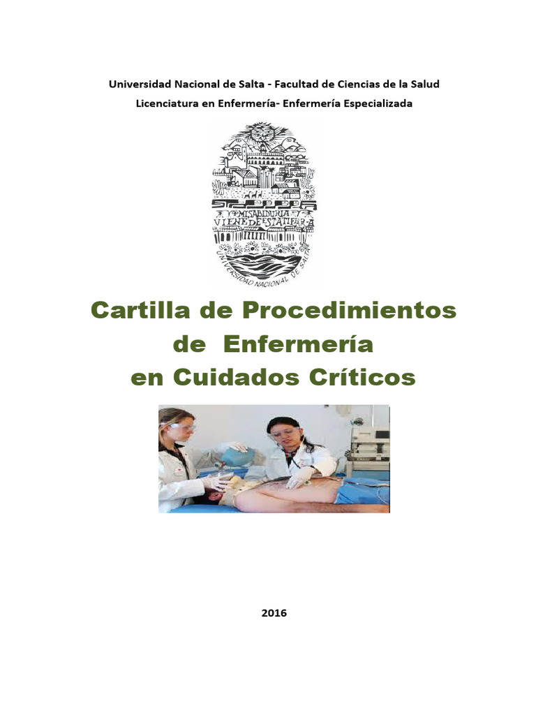 Cartilla de Procedimientos de Enfermería en Cuidados Críticos | PDF | Medicamentos con receta ...