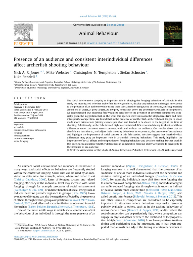 Presence of An Audience and Consistent Interindividual Differences ...