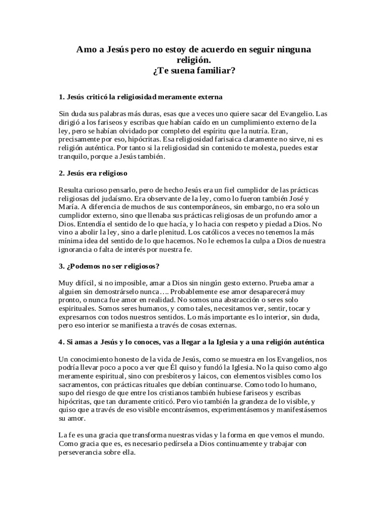 Amo A Jesús, Pero Religión No | PDF | Jesús | Amor