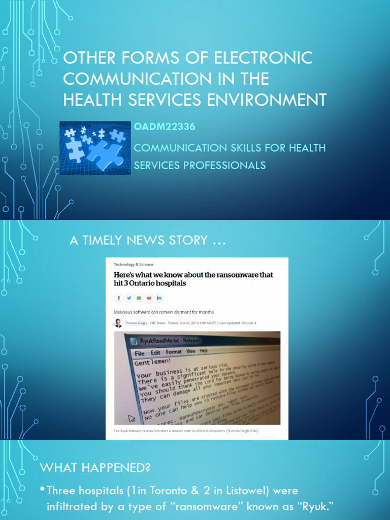 Electronic Communication in The Health Services Environment - FOR ...