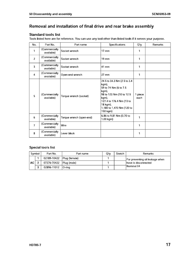 HD785-7 FD Disassembly & Assembly | PDF