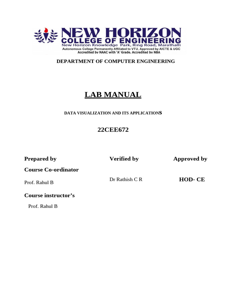 Data Visualization Lab Manual 22CEE672 | PDF | Engineering | Histogram