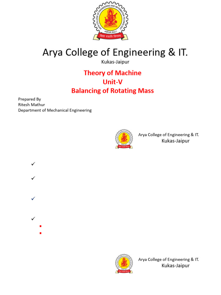 TOM-Balancing of Rotating Mass - PPT | PDF | Force | Rotation