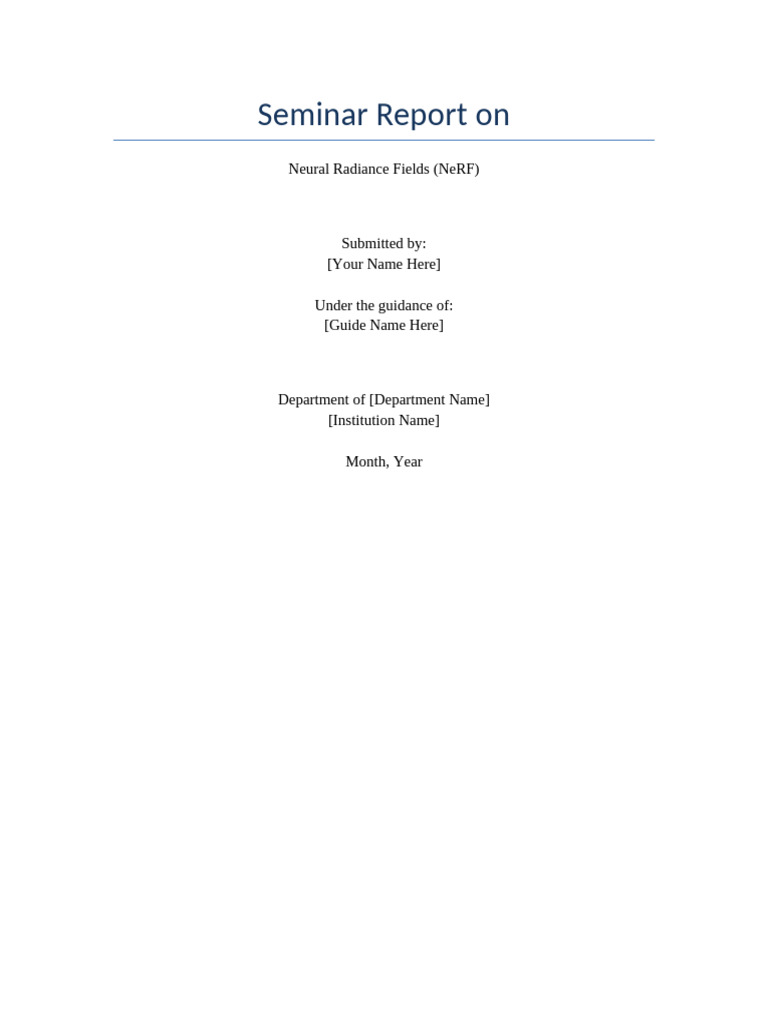 NeRF Seminar Report Part1 | PDF | Rendering (Computer Graphics) | Computer Graphics