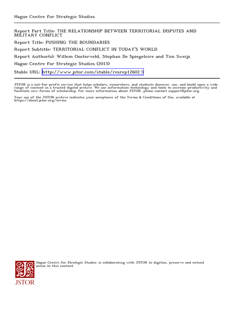 THE RELATIONSHIP Between Territorial Conflict | PDF