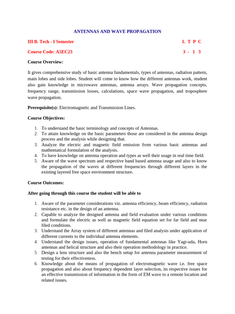 Antennas and Wave Propagation | PDF | Antenna (Radio) | Microwave