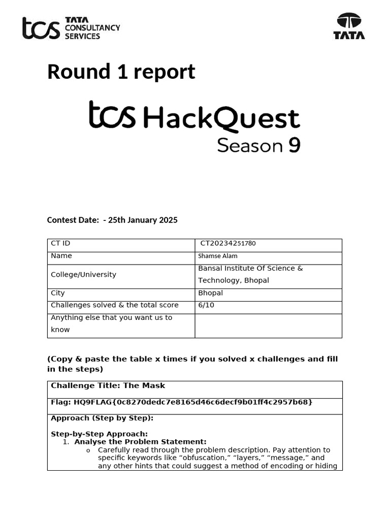 CT20234251780 HackQuest9 Reports | PDF | Debugging | World Wide Web