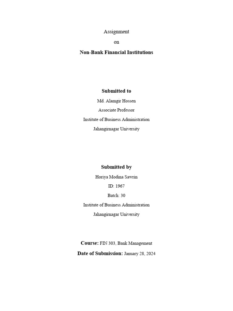 Bank Management Assignment 2 | PDF | Banks | Non Bank Financial Institution