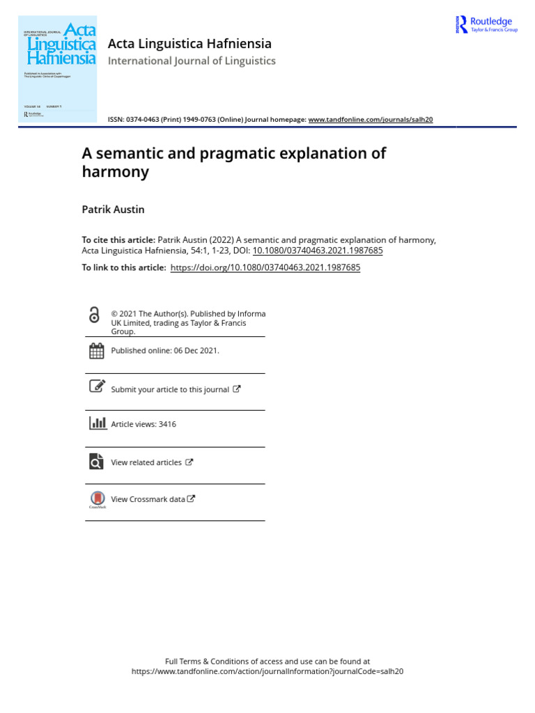A Semantic and Pragmatic Explanation of Harmony | PDF | Syntax ...