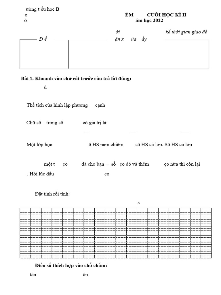 TOÁN 5 HK2 ĐỀ VÀ ĐÁP ÁN TH BÌNH MINH 2022 2023 Trang 1 | PDF