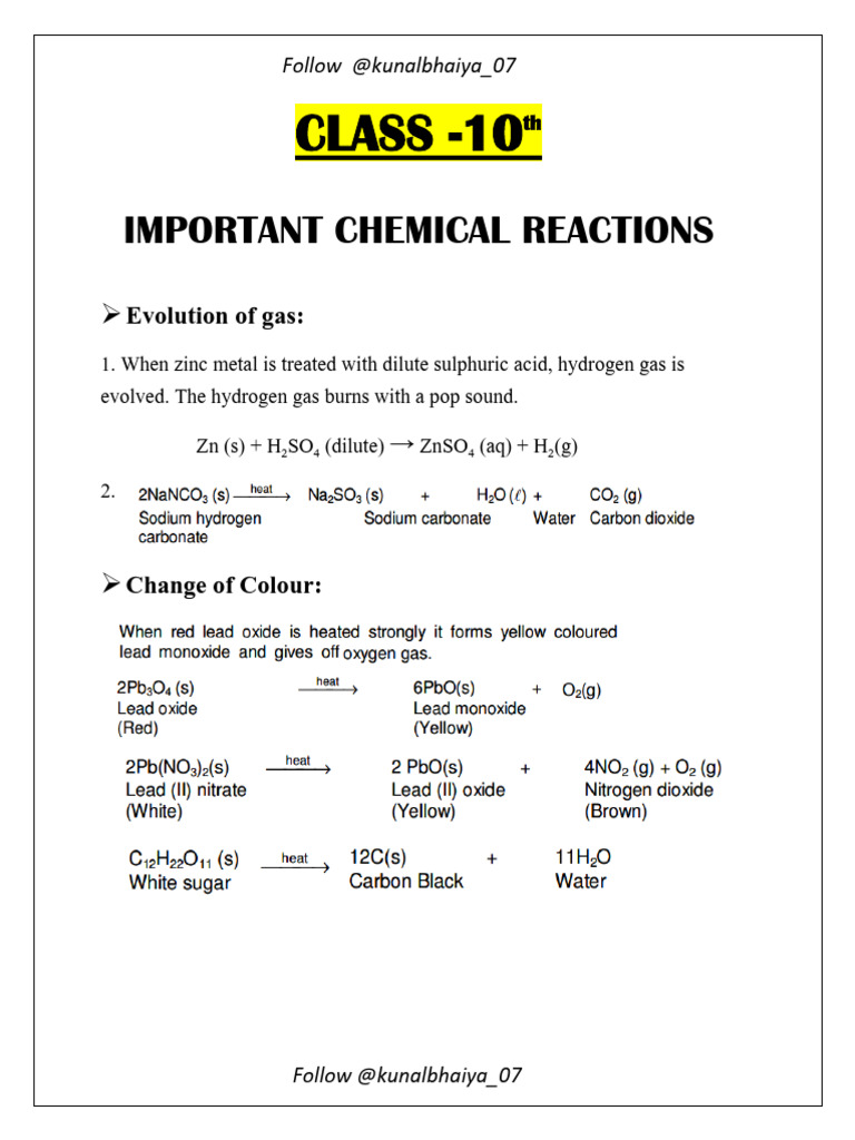 Important Chemical Reactions | PDF | Sodium Carbonate | Ethanol