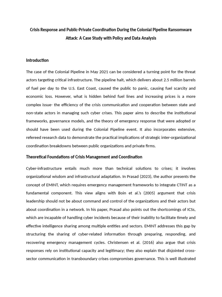 Crisis Response and Public-Private Coordination During The Colonial ...