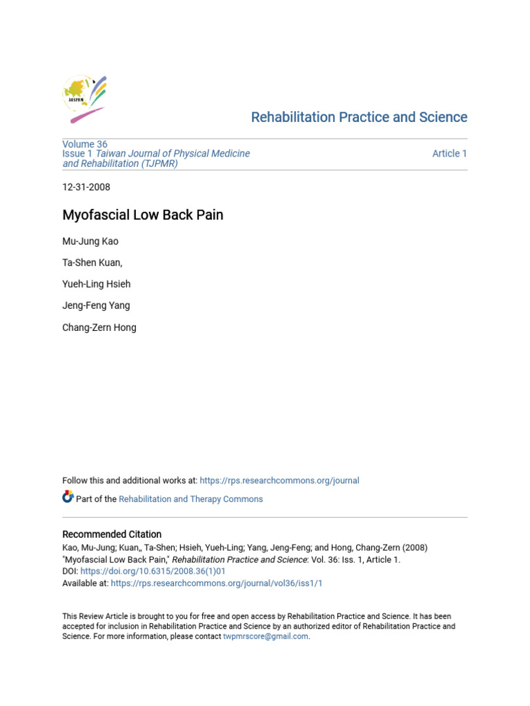 Myofascial Low Back Pain Review | PDF | Vertebral Column | Myofascial ...