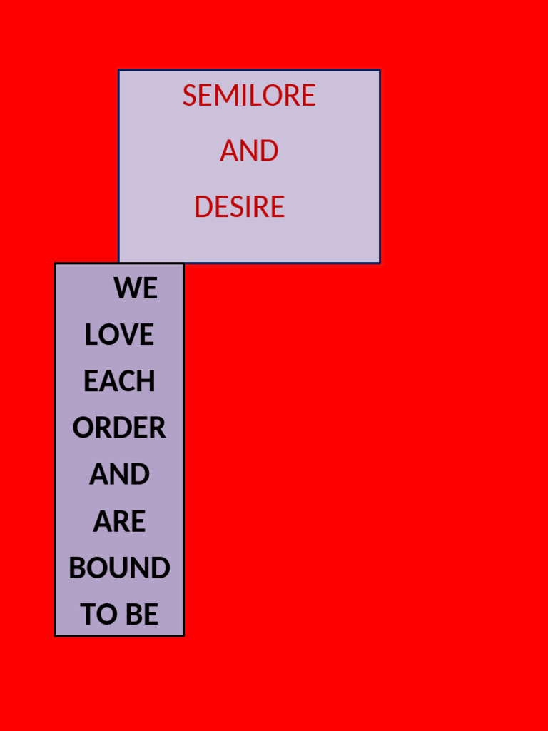 Semilore AND Desire: WE Love Each Order AND ARE Bound To Be | PDF