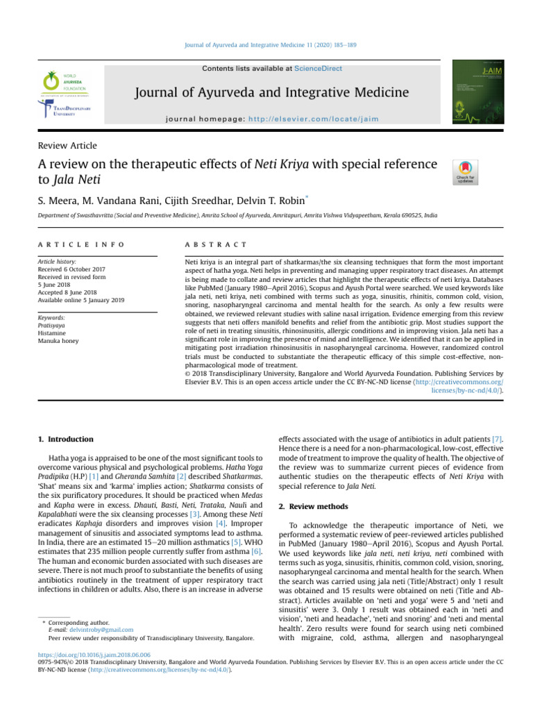 Jala Neti's Role in Allergic Rhinitis | PDF