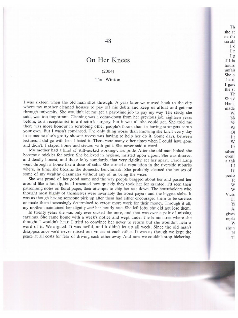On Her Knees by Tim Winton | PDF