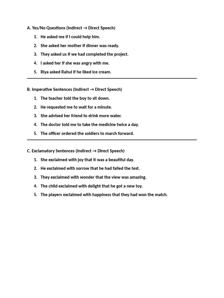 Reported Speech Conversion | PDF