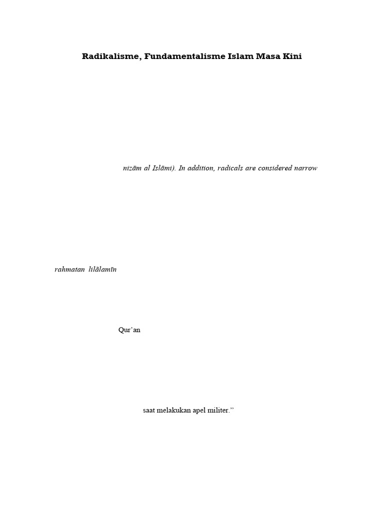 Radikalisme Dan Fundamentalisme Islam | PDF