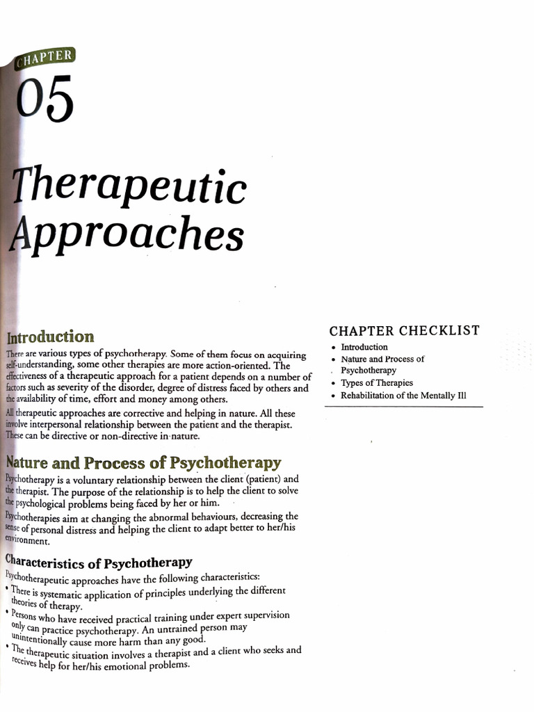 Overview of Therapeutic Approaches | PDF | Psychotherapy | Cognitive ...