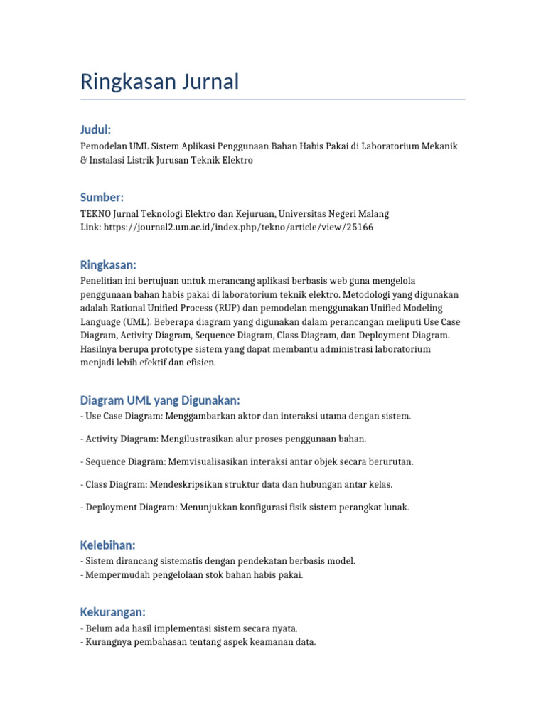 Ringkasan Jurnal Pemodelan UML | PDF