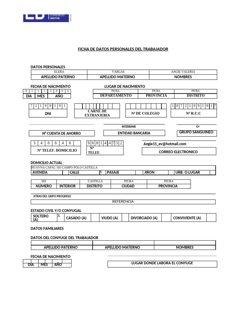 Legajo Ficha Personal | PDF | Pensión