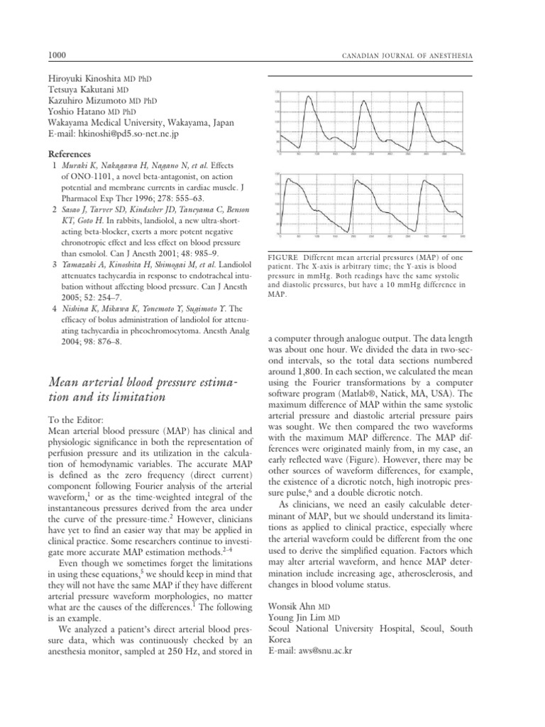 Mean Arterial Blood Pressure Estimation and Its Limitation | PDF ...