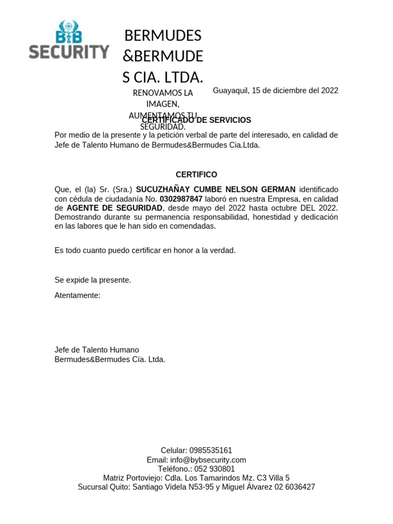 B&B Cert. Laboral | PDF