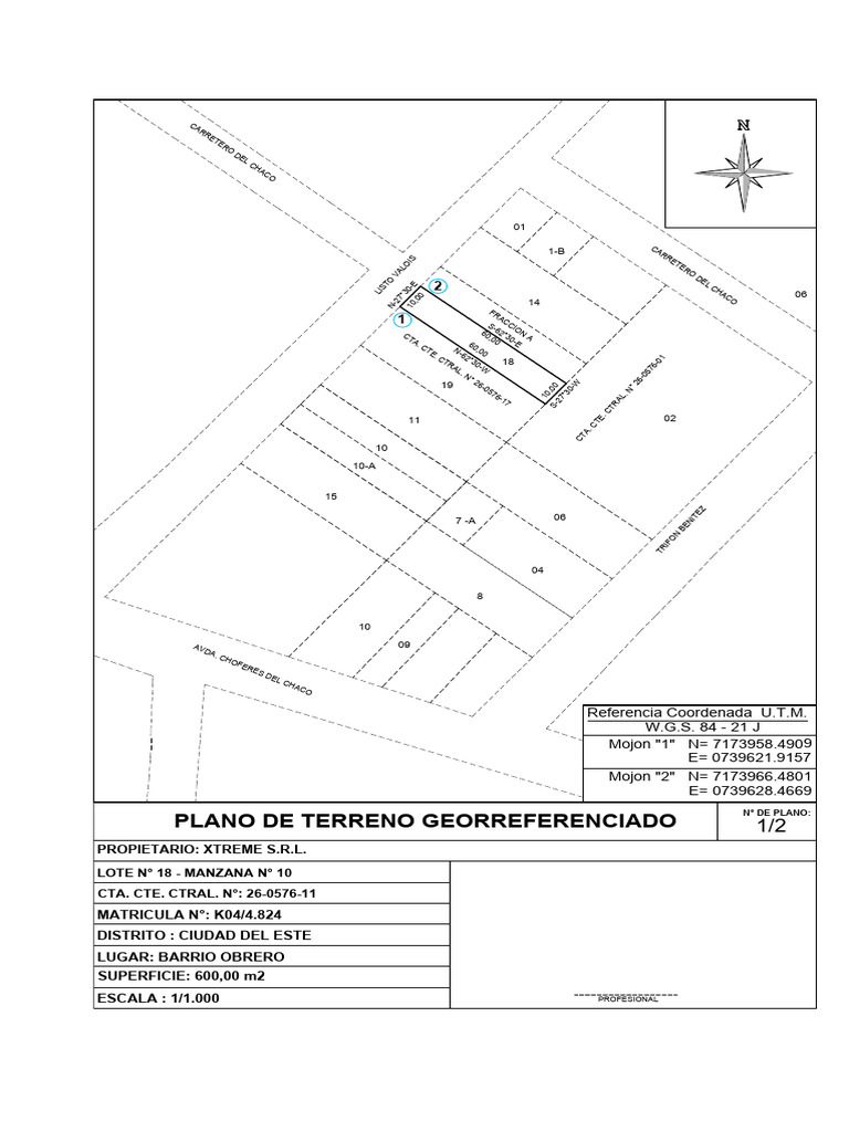 Plano Georreferenciado Lote 18 Ciudad del Este | PDF
