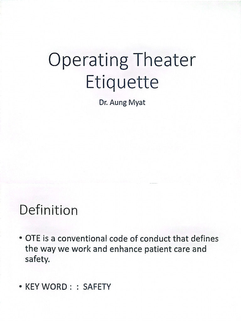 Operating Theatre Etiquette | PDF