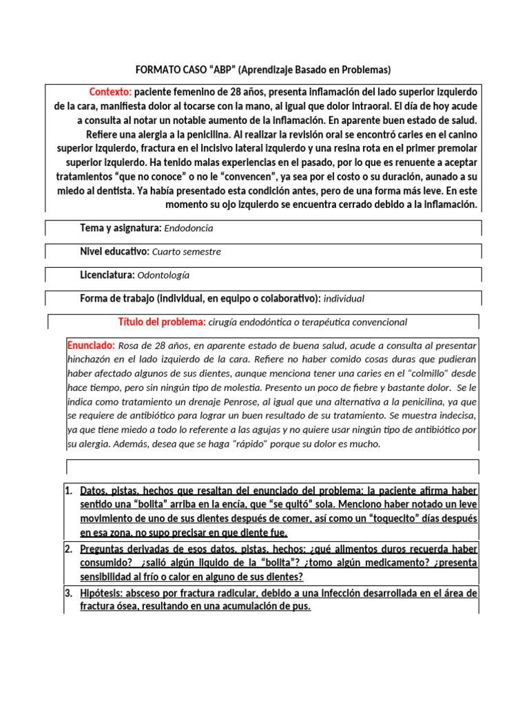 Formato Abp (Act Desarrollo Tema 2.2) | PDF | Odontología | Especialidades Medicas
