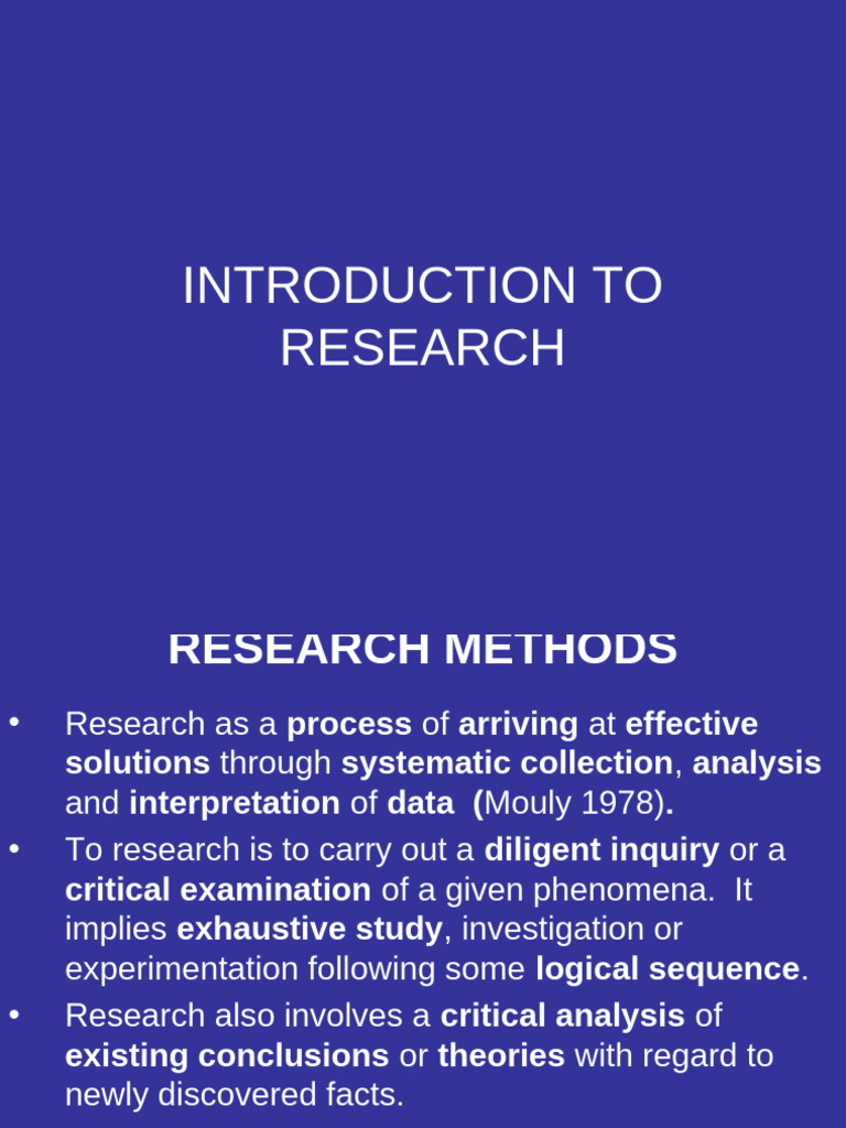 Introduction To Research | PDF | Scientific Method | Methodology