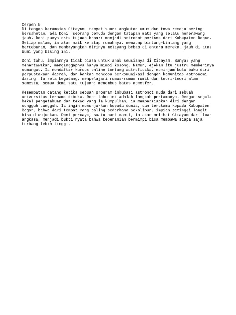 Impian Doni Menjadi Astronot Bogor | PDF