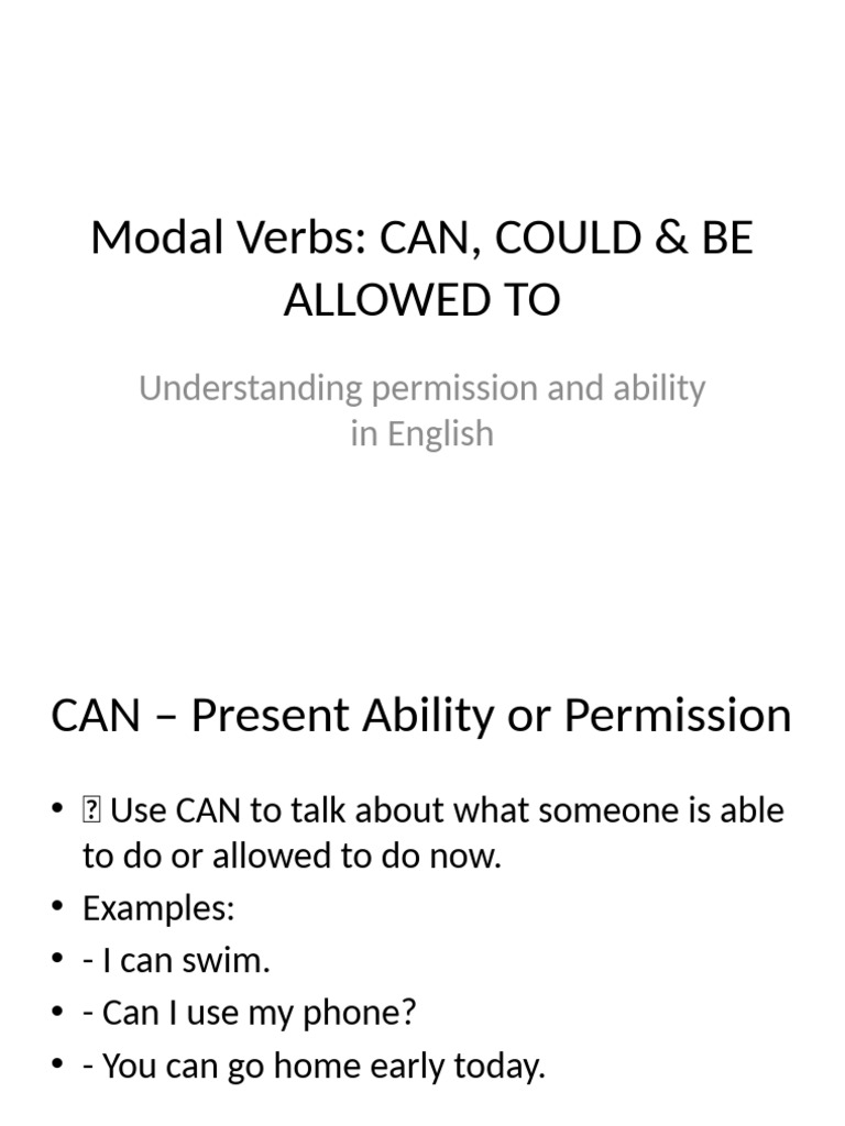 Understanding Modal Verbs: CAN, COULD, BE | PDF