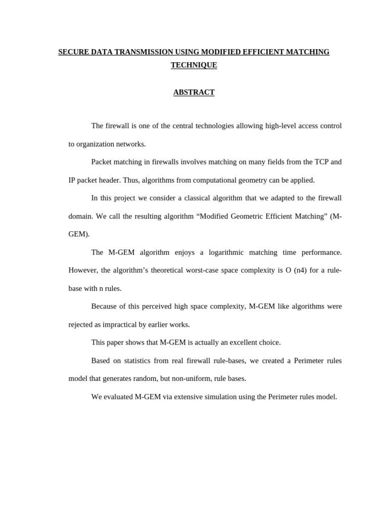 Secure Data Transmission Using Modified Efficient Matching Technique | PDF