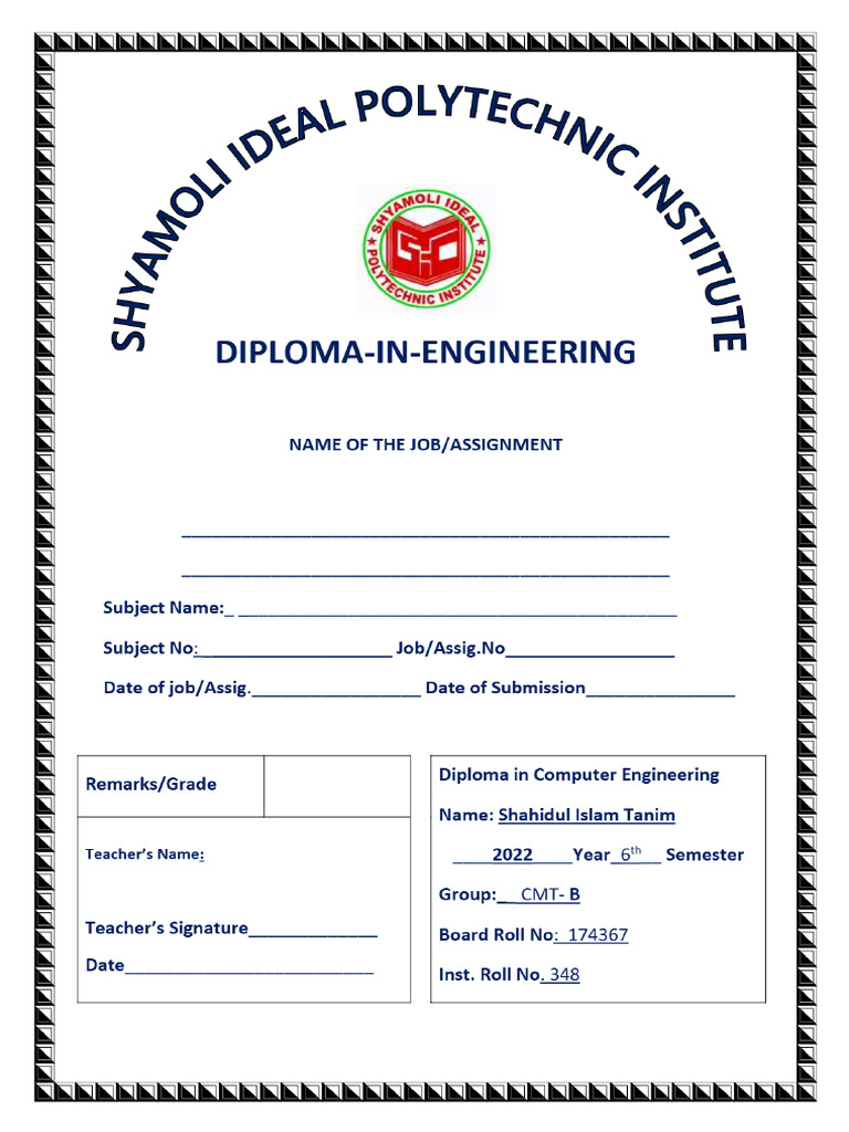 Diploma in Engineering Assignment Cover Sheet | PDF