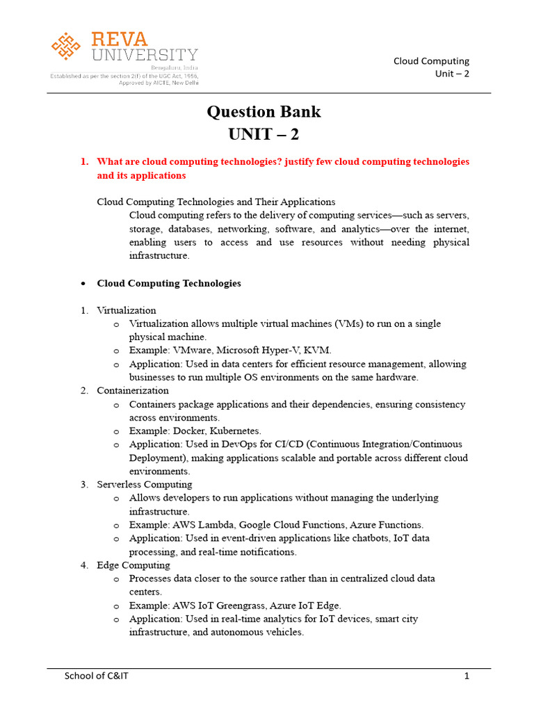 Unit 2 CC 2025 Feb June | PDF | Computer Network | Virtual Machine